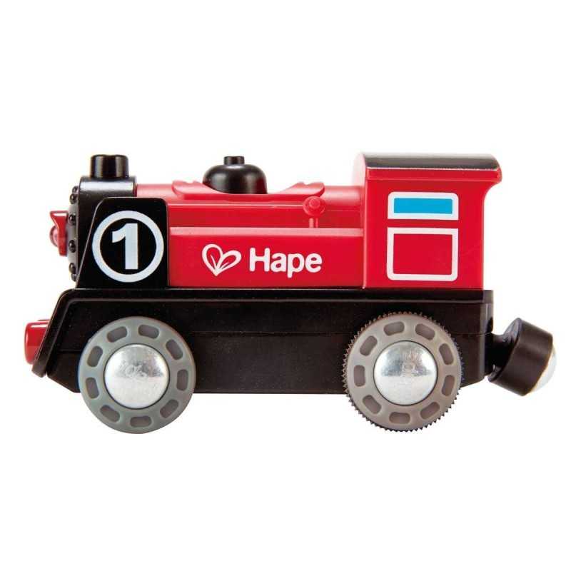 LOCOMOTIVA ELETTRICA ROSSA battery powered engine no.1 TRENO trenino E3703 a pile HAPE età 3+
