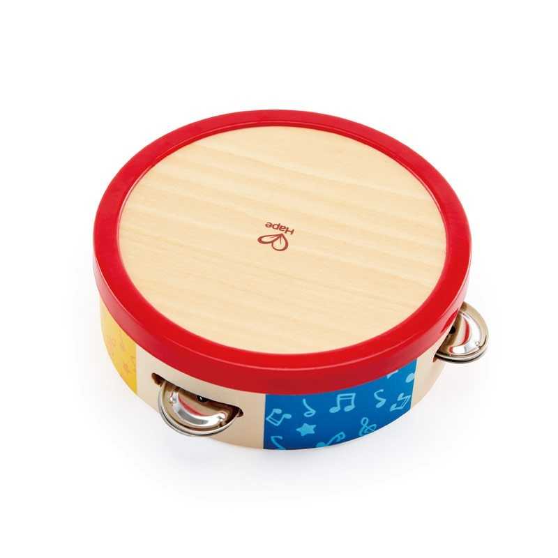 TAMBURELLO hape IN LEGNO con inserti in plastica e metallo TAMBOURINE ...