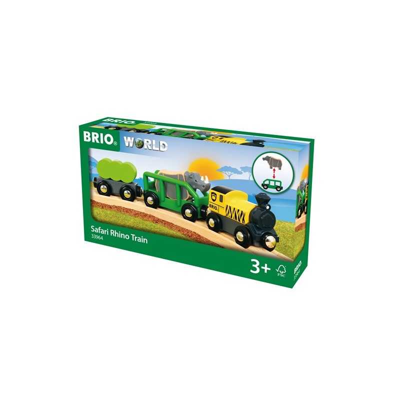 TRENO SAFARI RINOCERONTE rhino train BRIO WORLD in legno e plastica CON ...