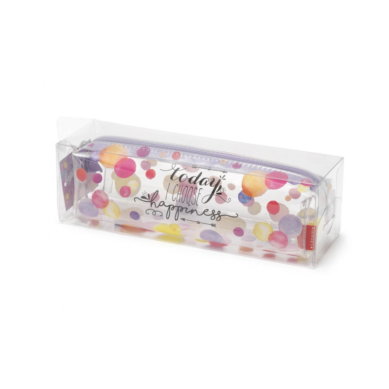 ASTUCCIO TRASPARENTE pencil case TODAY I CHOOSE HAPPINESS felicità LEGAMI