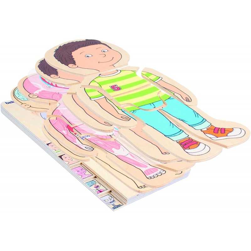 PUZZLE IN LEGNO 5 livelli CORPO UMANO età 4+ BAMBINO Beleduc