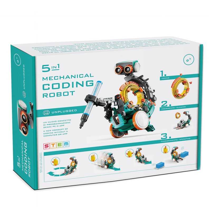 MECHANICAL CODING ROBOT set 5 in 1 STEM meccanico KIT SCIENTIFICO età 8+