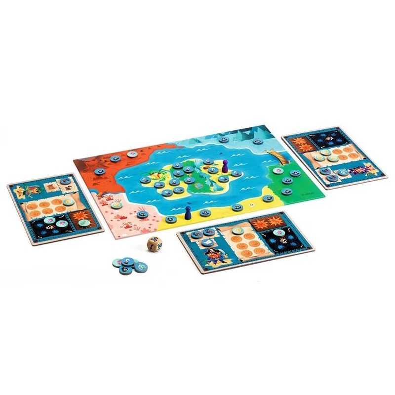 PIRATE ISLAND gioco da tavolo DJECO circuito e raccolta DJ08595 isola ...