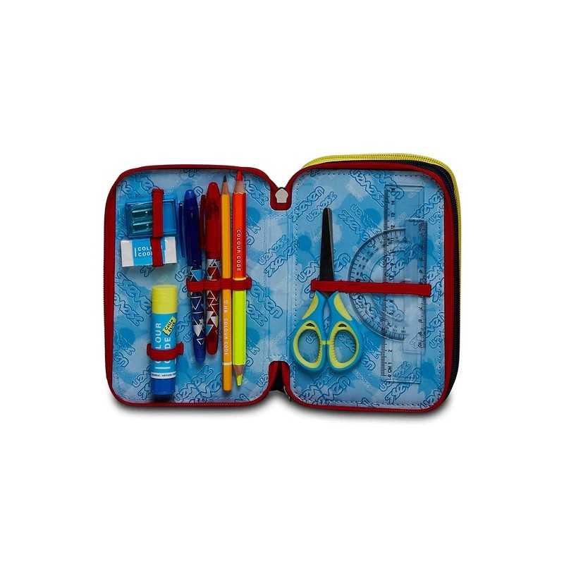 ASTUCCIO scuola 3 ZIP seven TRIPLO SCOMPARTO pencil case SPRAY WALL tre ...