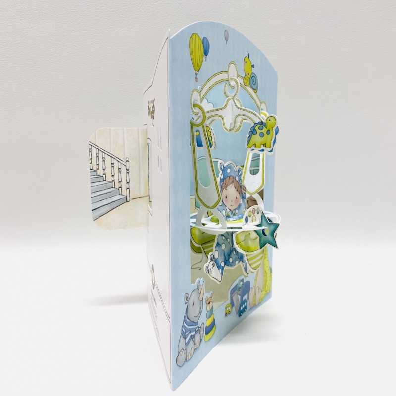 BABY BOY biglietto d'auguri SWING CARD santoro 3D POP UP