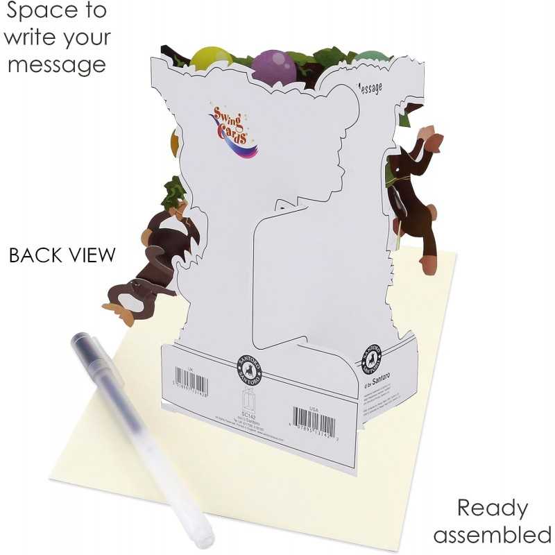 MONKEY PARTY biglietto d'auguri SWING CARD santoro 3D POP UP