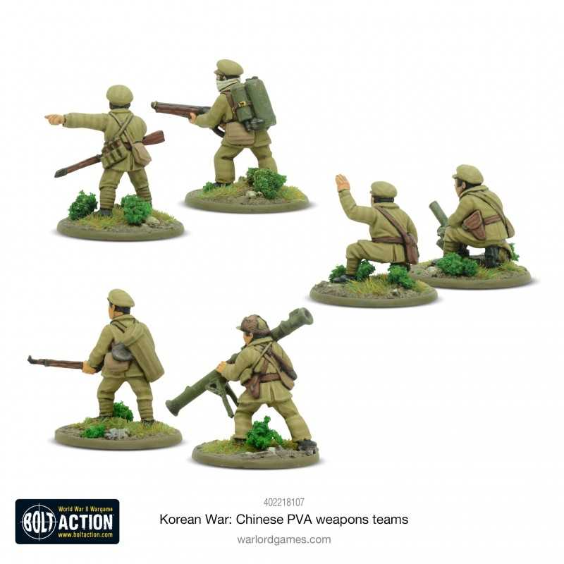 CHINESE PVA WEAPONS TEAMS set di miniature in resina con 3 dadi BOLT ...