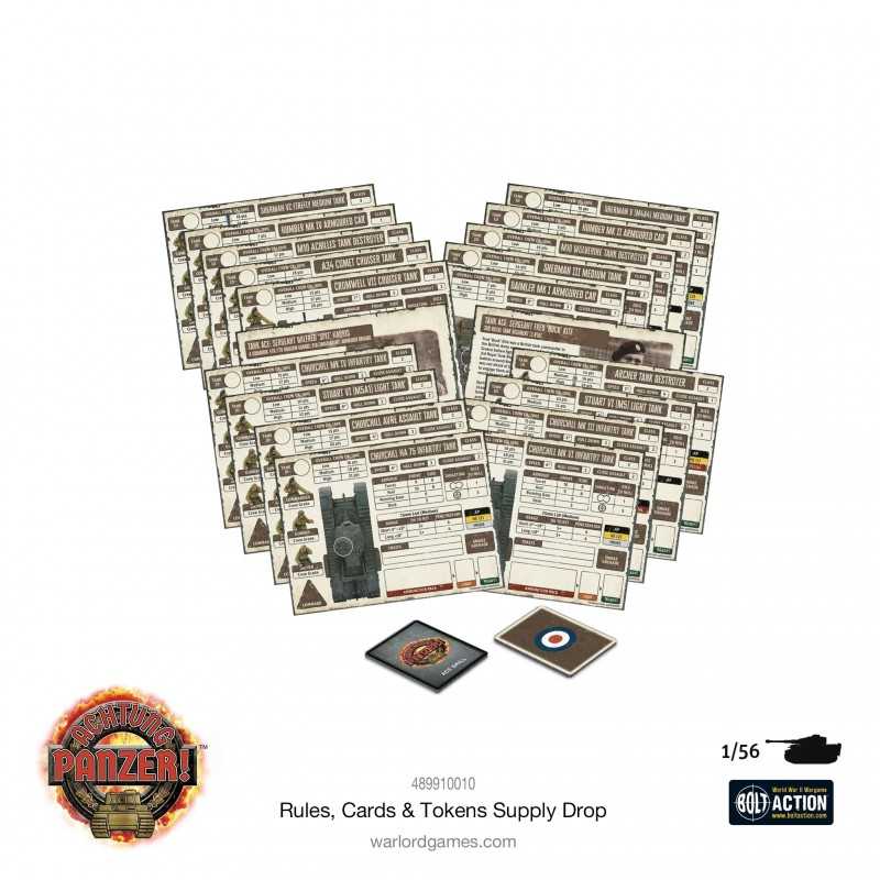 RULES CARDS & TOKENS SUPPLY achtung panzer! DROP warlord games BOLT ...